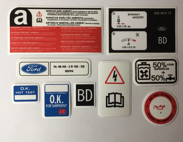 FORD ESCORT MK4 XR3i EFi Engine Bay Decals - best and cheapest EUR 16 ...