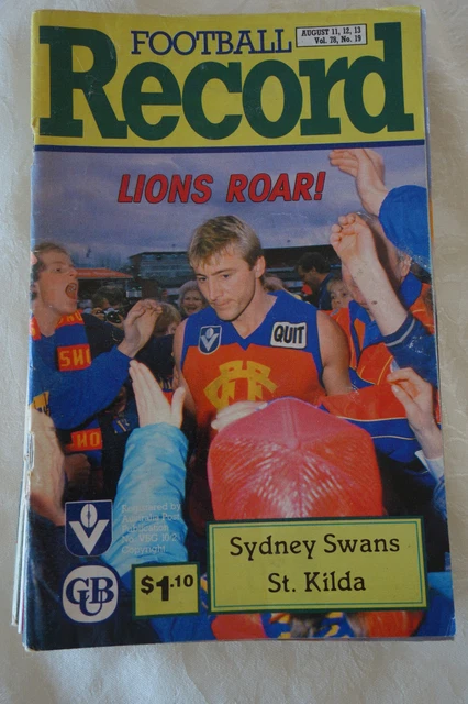 RARE SCG INTERSTATE RECORD - SYDNEY SWANS v ST.KILDA - 1989 - ROUND 19 ...