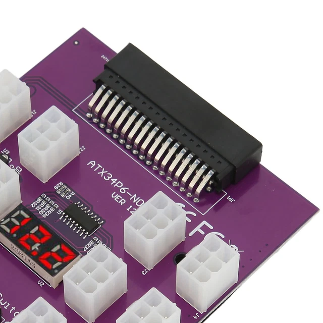 GPU ADAPTER BOARD 6Pin 12 Ports LED Display 1200W Power Supply Power ...