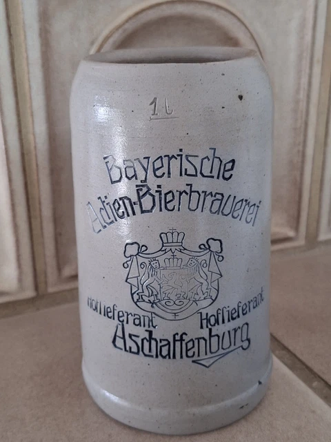 BIERKRUG BAYERISCHE ACTIEN Bierbrauerei Aschaffenburg Brauereikrug Baba ...