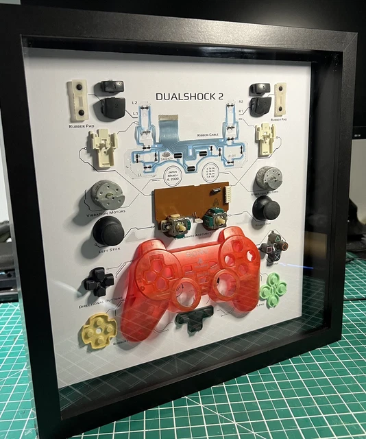 SONY PLAYSTATION DUALSHOCK 2 Red Controller Teardown in shadow box ...