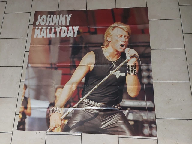 POSTER JOHNNY HALLYDAY au micro 1,17 x 1,19 mêtre TRES GRAND format ...