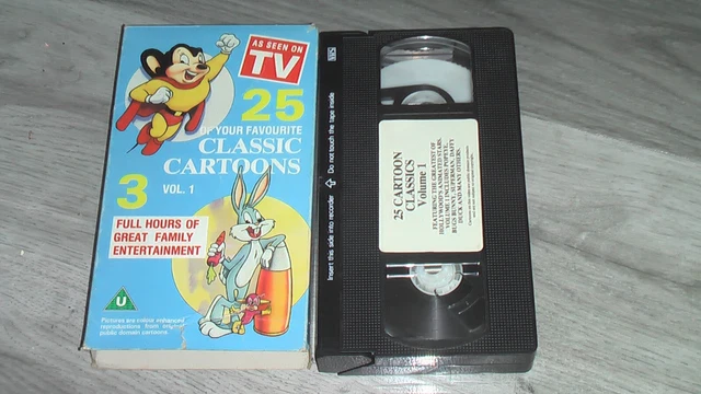 3 HOURS 25 Classic Cartoons VHS Video Tape Bugs Bunny Mighty Mouse ...