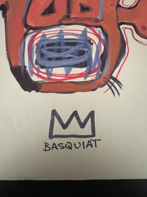 JEAN-MICHEL BASQUIAT SAMO Signed Abstract Art Painting on Paper 13" x 8 ...