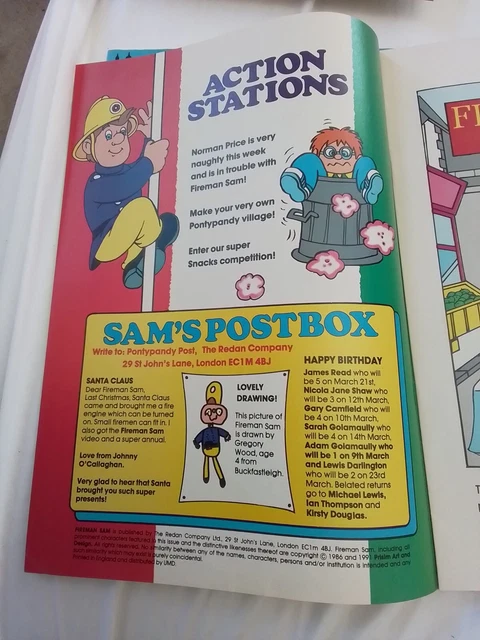 FIREMAN SAM COMIC No35 March 23 1991. Marvel Lovely Condition £5.00 ...