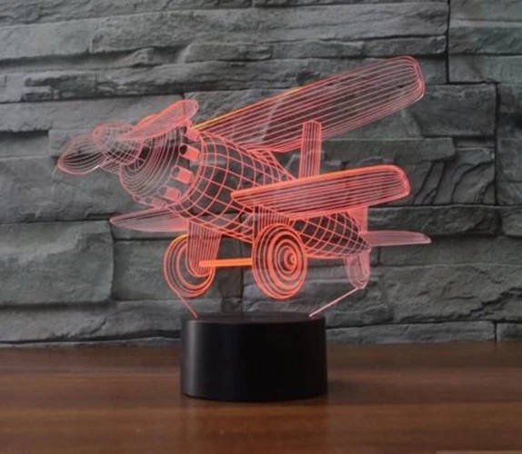 5V DESK TABLE Lamp Airplane 3D illusion Night Light 7-Color Changing ...