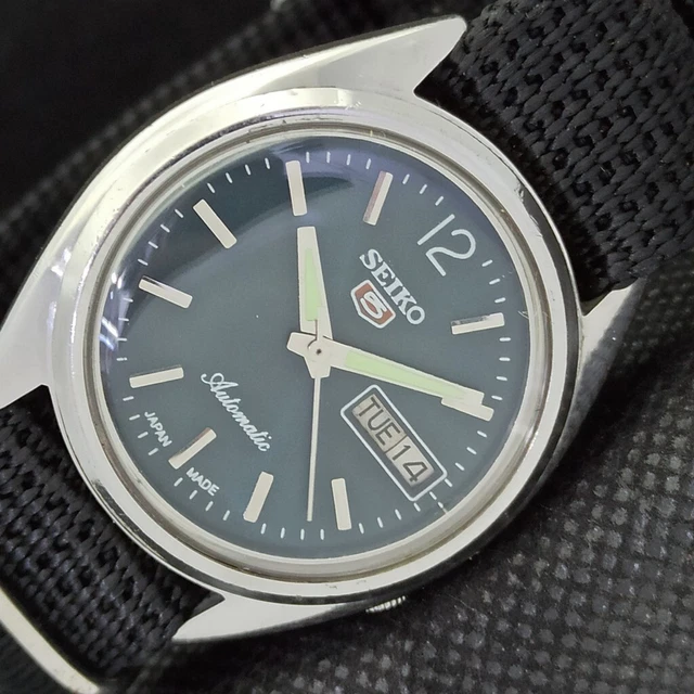 OLD VINTAGE SEIKO 5 AUTOMATIC 7009A JAPAN MENS D/D BLACK WATCH 534g ...