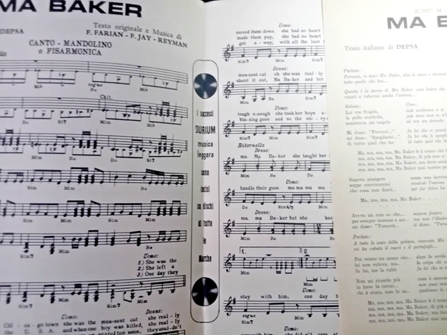 SPARTITO SHEET MUSIC Boney M. MA BAKER originale 1977 EUR 11,00 ...