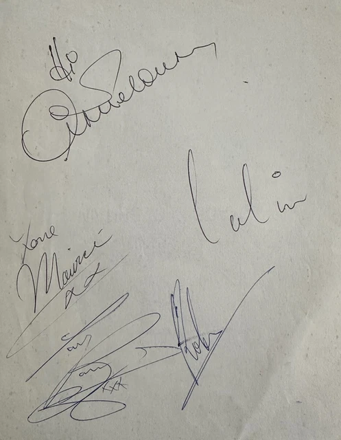 BEE GEES SIGNED Sheet Of Paper Uk 1967 - 1969 Autographs Of 5 Principal ...