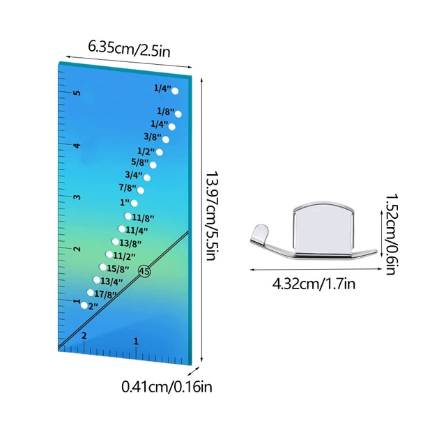 STRAIGHT LINE MAGNETIC Guides Hems Seam Allowance Ruler Trim Measuring ...