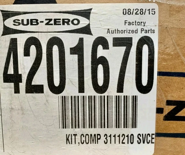 SUB-ZERO REFRIGERATOR COMPRESSOR Kit 4201670 $400.00 - PicClick CA