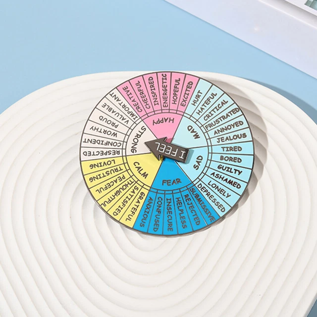 FEELING WHEEL BADGE Emotion Wheel Badge Portable Feeling Wheel ...
