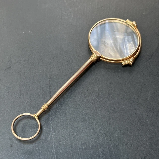 ANCIENNE BINOCLE LORGNON Lunette De Main En Plaquer Or 18k 750 Art ...