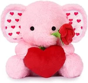 MUFEIRUO VALENTINES STUFFED Animal Elephant Plush with Heart Valentine ...