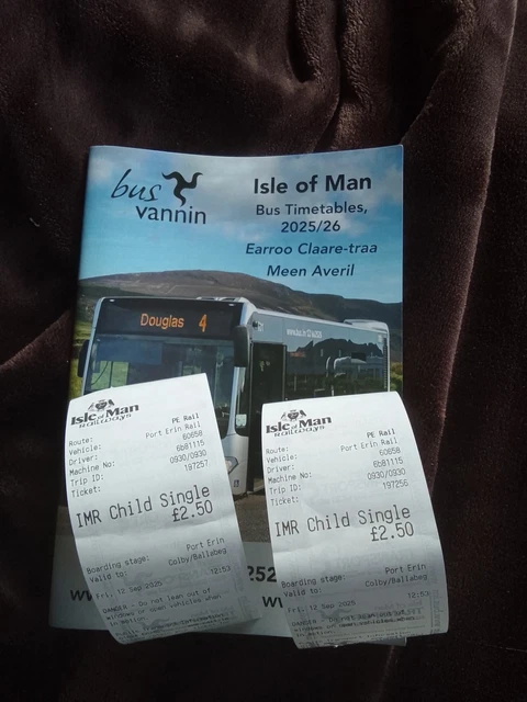 BUS VANNIN 2025/26 bus & rail timetable booklet Isle of Man & 2 child's ...
