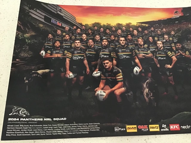 PENRITH PANTHERS 2024 LAMINATED NRL RUGBY TEAM PLAYER poster, BIG ...