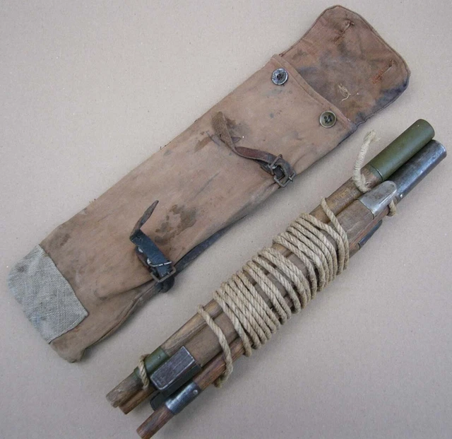 VERY RARE ORIGINAL WWI WWII German Zeltbahn army tent Poles + Rope ...