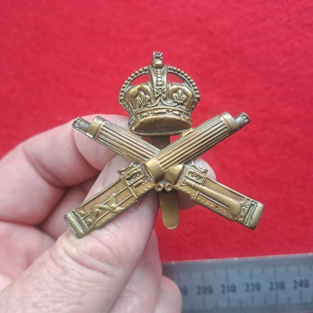 WW1 BRITISH MACHINE Gun Corps Brass Cap Badge Original Large Crown EUR ...