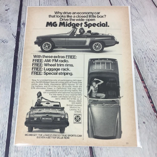 1970'S MG MIDGET Special Car Sexy Lady Vintage Print Ad/Poster Art ...