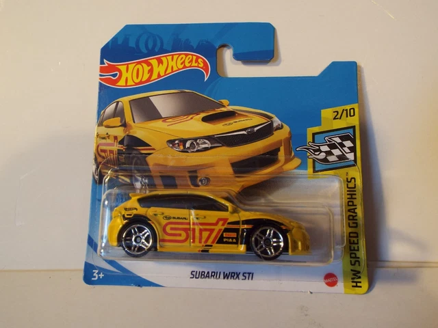 HOT WHEELS-SUBARU WRX STI-Yellow-speed graphics-Short Card £3.99 ...