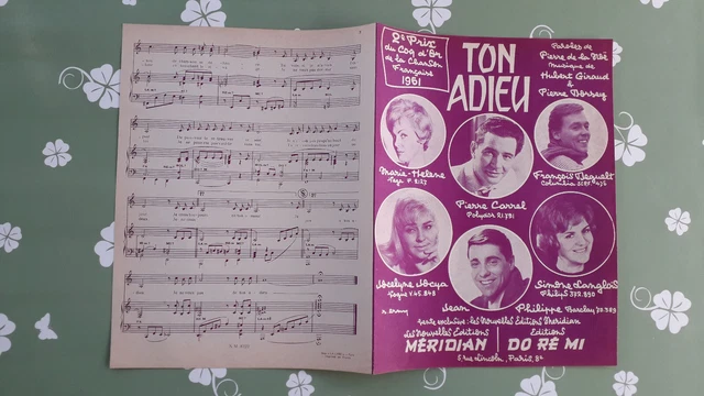 PARTITION CHANSON TON adieu, PIERRE CARREL, de PIERRE DE LA NOË, GIRAUD ...