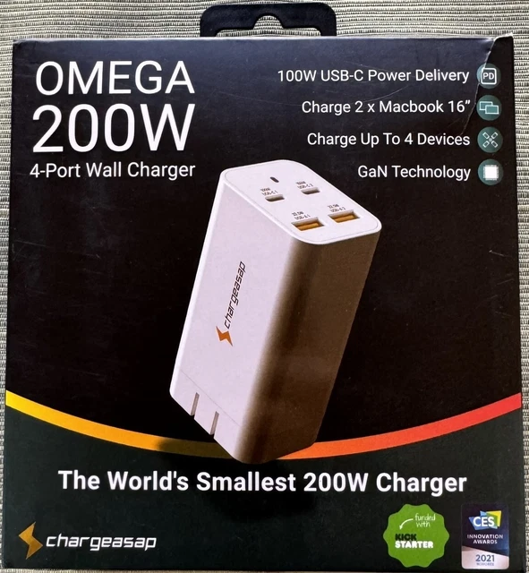 CHARGEASAP OMEGA 200W 4-Port USB-C & USB-A GaN Wall Charger - WORLD'S ...