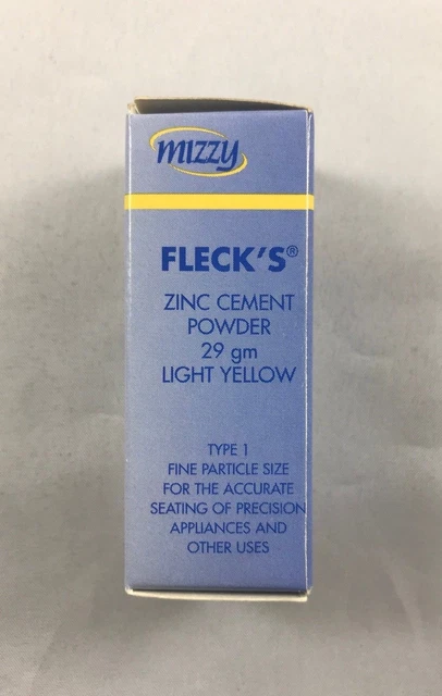 FLECK'S ZINC PHOSPHATE Cement Powder 2X 29g Type 1 Light Yellow Mizzy ...