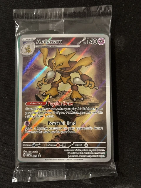 2025 POKEMON MEGA Evolution Black Star Promo Full Art Holo Alakazam 009 ...