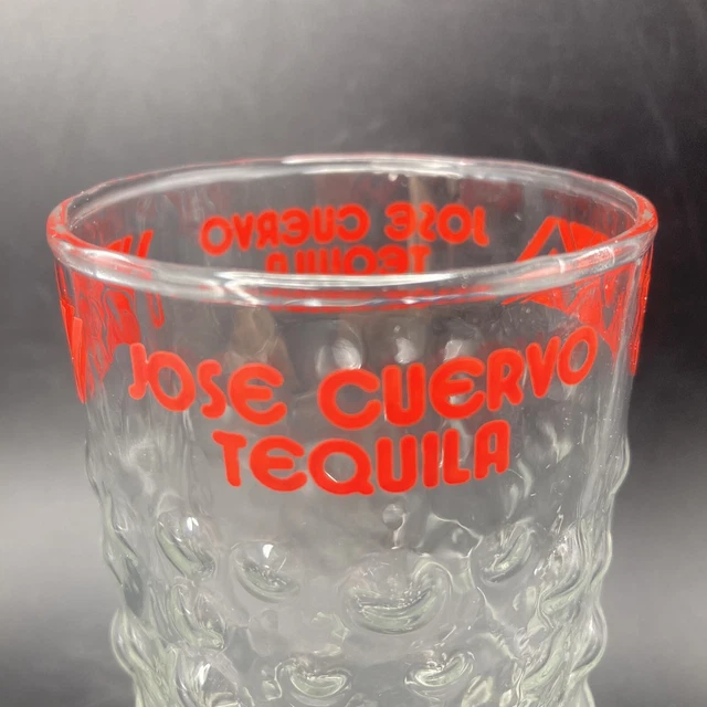 JOSE CUEVO TEQUILA hobnail clear tall drinking glass with Red Lettering ...