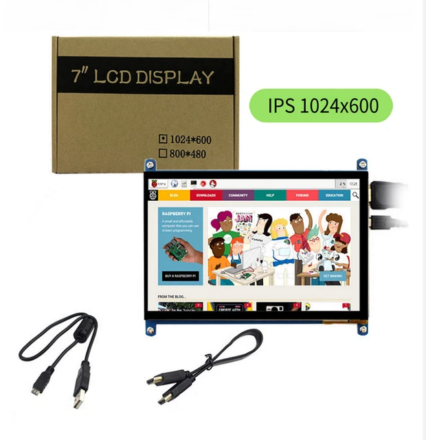 7& RASPBERRY PI DIY Monitor1024X600 IPS Capacitive Touch Screen Display ...