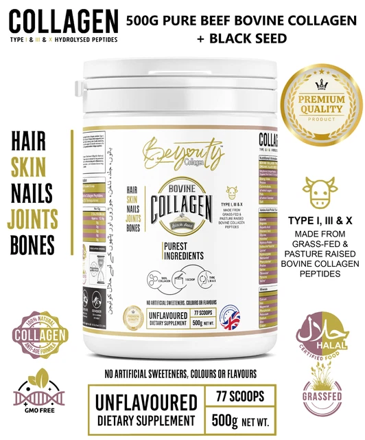 BOVINE HALAL COLLAGEN PEPTIDES POWDER PURE BEEF PROTIEN + BLACK SEED ...