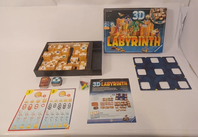 RAVENSBURGER 3D LABYRINTH Family Board Game Used Complete In Box D43 ...