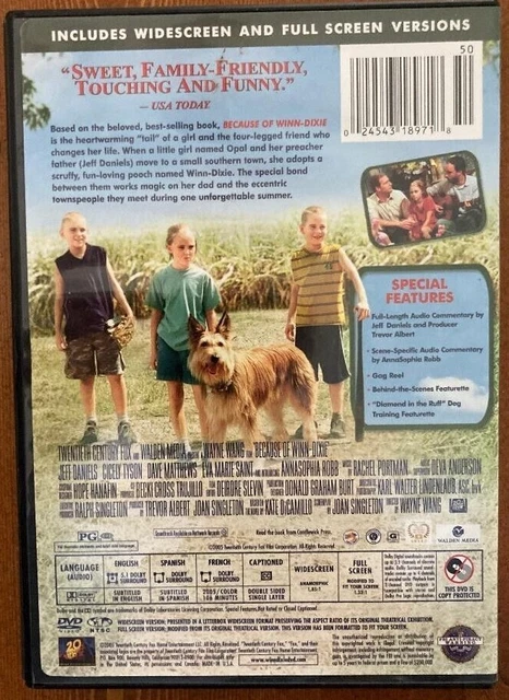 DVD BECAUSE OF Winn-Dixie/ Jeff Daniels, Cicely Tyson Dave Mathews and ...
