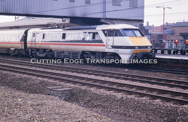 ORIGINAL RAILWAY SLIDE: Class 91 Electric 91013 at Peterborough D-1674 ...