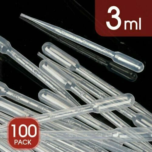 100PCS PLASTIC DISPOSABLE Transfer Pipettes 3ml Calibrated Pipette ...