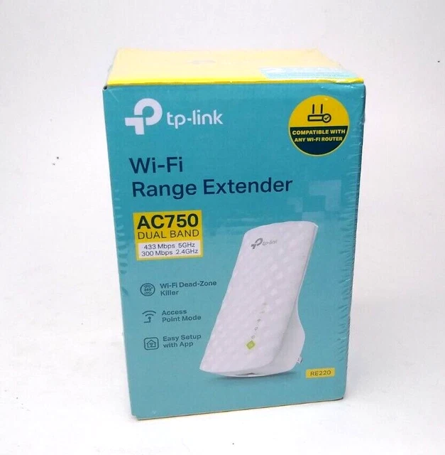 TP-LINK RE220 AC750 Wireless Dual Band Wi-Fi Range Extender Repeater ...