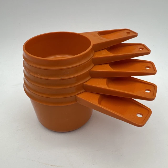 VINTAGE TUPPERWARE MEASURING Cups SET of 5 Orange 3/4c, 2/3c, 1/2c, 1 ...
