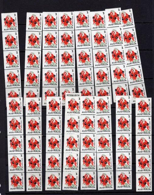 1970'S 7C STURT'S Desert Pea Flower Coil Stamps Australia MNH Lot x 80 ...