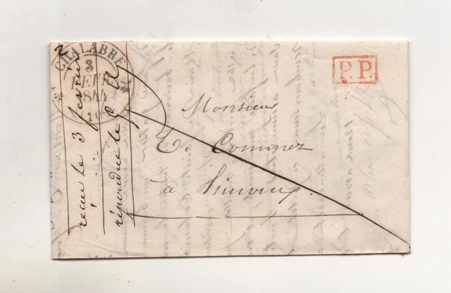 CACHET &PORT PAYÉ& rouge, sur lettre de CHALABRE Aude du 3 février 1844 ...