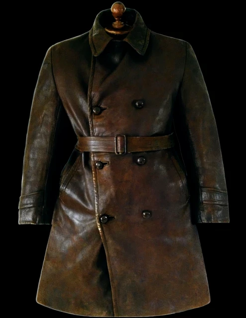 40S WW2 GERMAN LUFTWAFFE Leather Police Officers Trench Dispatch WW1 ...