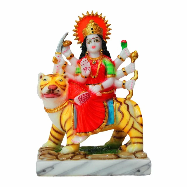 GÖTTIN MAA DURGA Devil Sherawali Mata Idol Figur Statue Skulptur 15.2cm ...