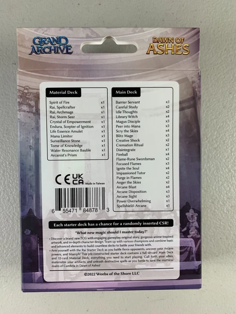 GRAND ARCHIVE TCG Rai Fire/Mage Starter Deck NEW! Unit #4 $12.00 ...