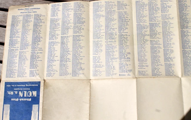 1207 PHARUS-PLAN CITY Map Cologne Sonderverlag Gleumes & Co Um 1939 ...