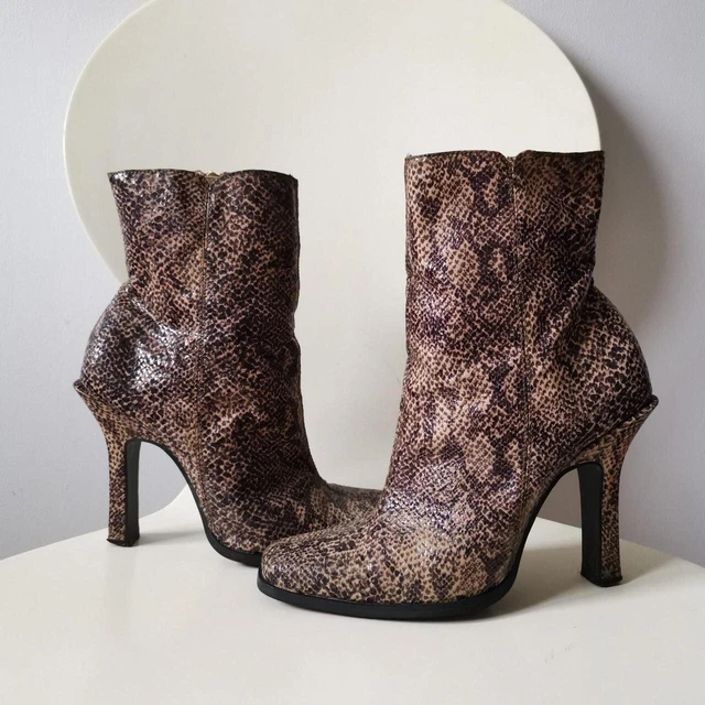 SAXONE SNAKE LEATHER ankle boots uk 6 square toe y2k glam party grunge evening £31.91 - PicClick UK