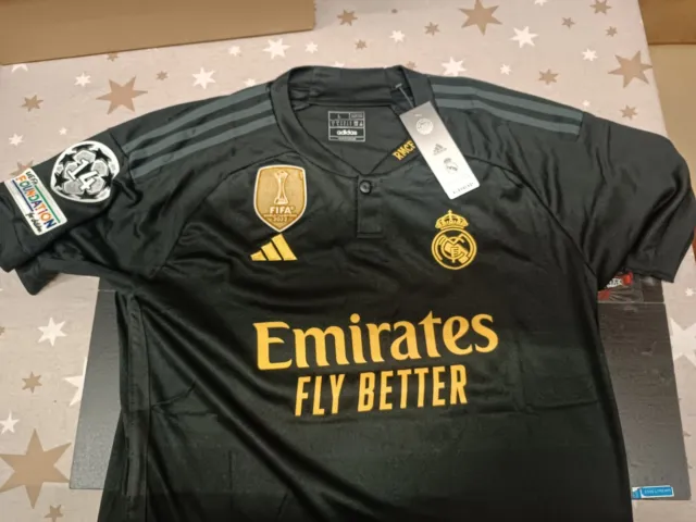 CAMISETA REAL MADRID 2024 ,Auténtica NEGRA ,LISA , segunda equipación ...