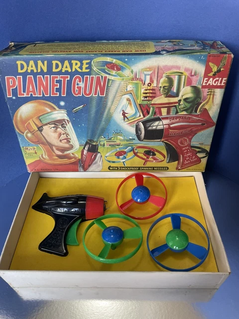 VINTAGE 1950S DAN DARE PLANET GUN Merit Plastic Spinning Missiles ...