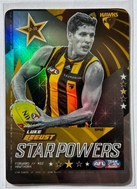 AFL TEAMCOACH 2023 - LUKE BREUST Hawthorn Epic Silver Star Powers SP-50 ...