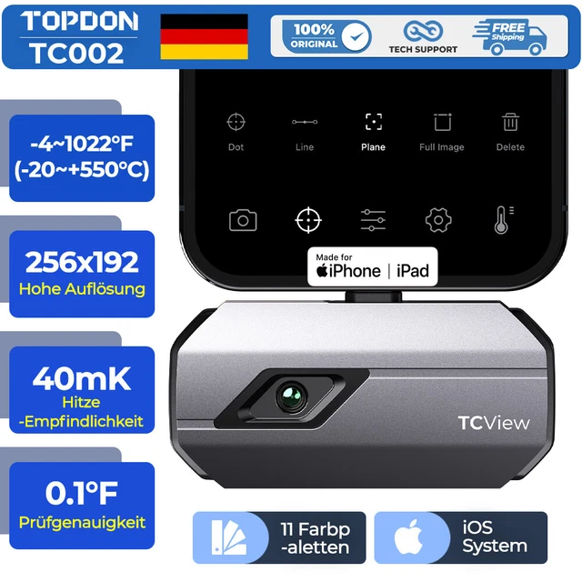 TOPDON TC002E WÄRMEBILDKAMERA Infrarotkamera Thermografie IR ...