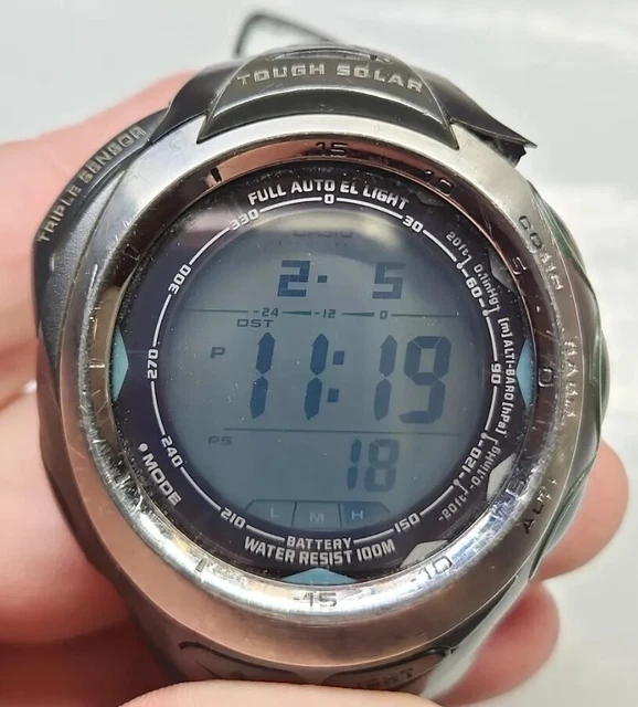 CASIO PRO TREK PRG-90 Tough Solar Triple Sensor Compass Barometer ...