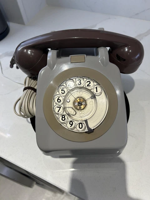 VINTAGE 1960'S BT 746F grey/black two tone, rotary dial telephone £31. ...